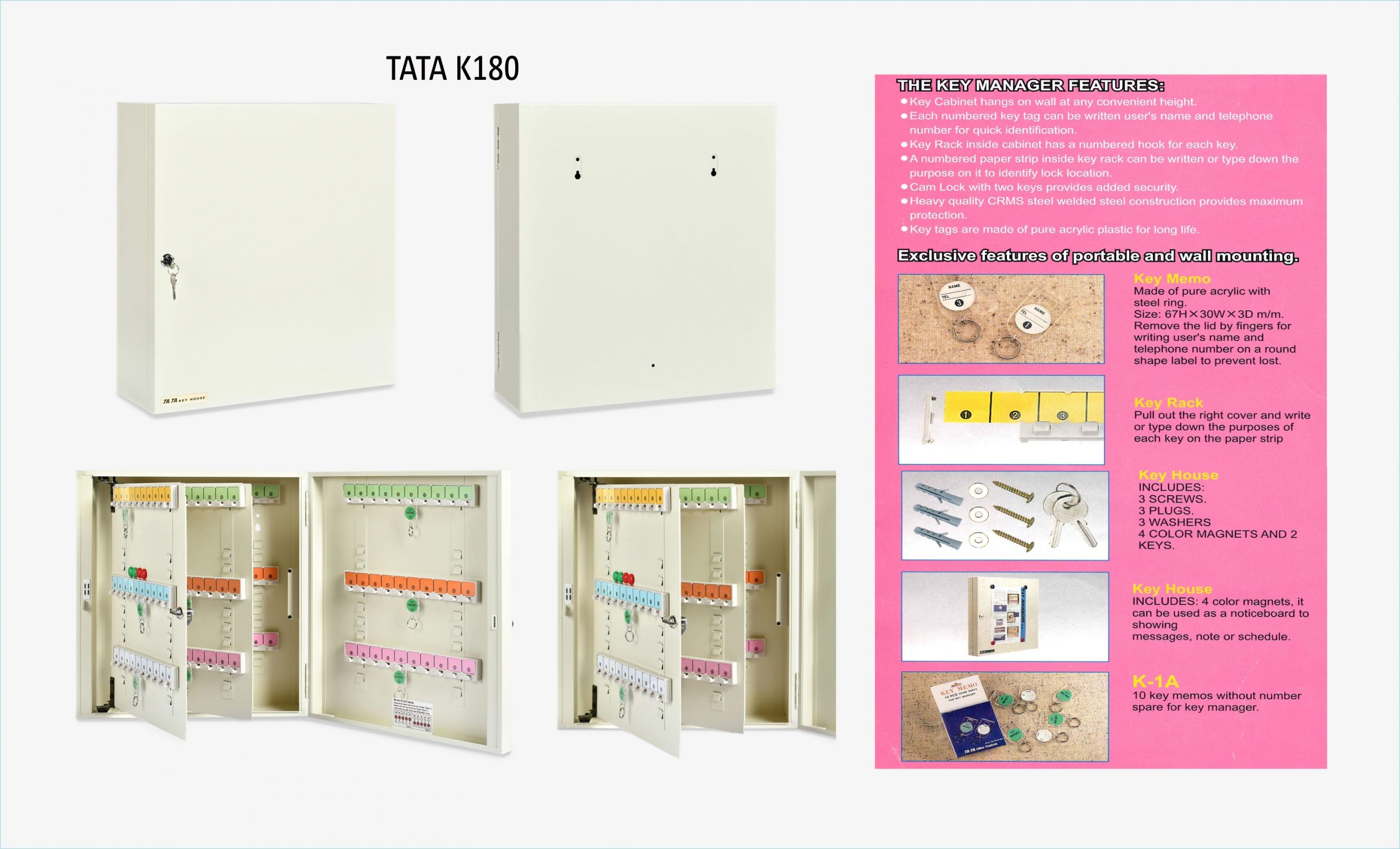 Nasco 9212 - Key Cabinet 180 keys - TATA K180 - NASCO Office Furniture