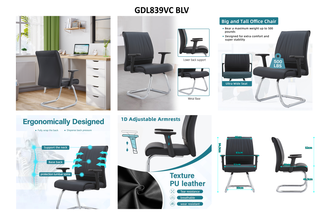 GDL839VC BLV - MEDIUM BACK VISITOR PU CHAIR. - NASCO Office Furniture